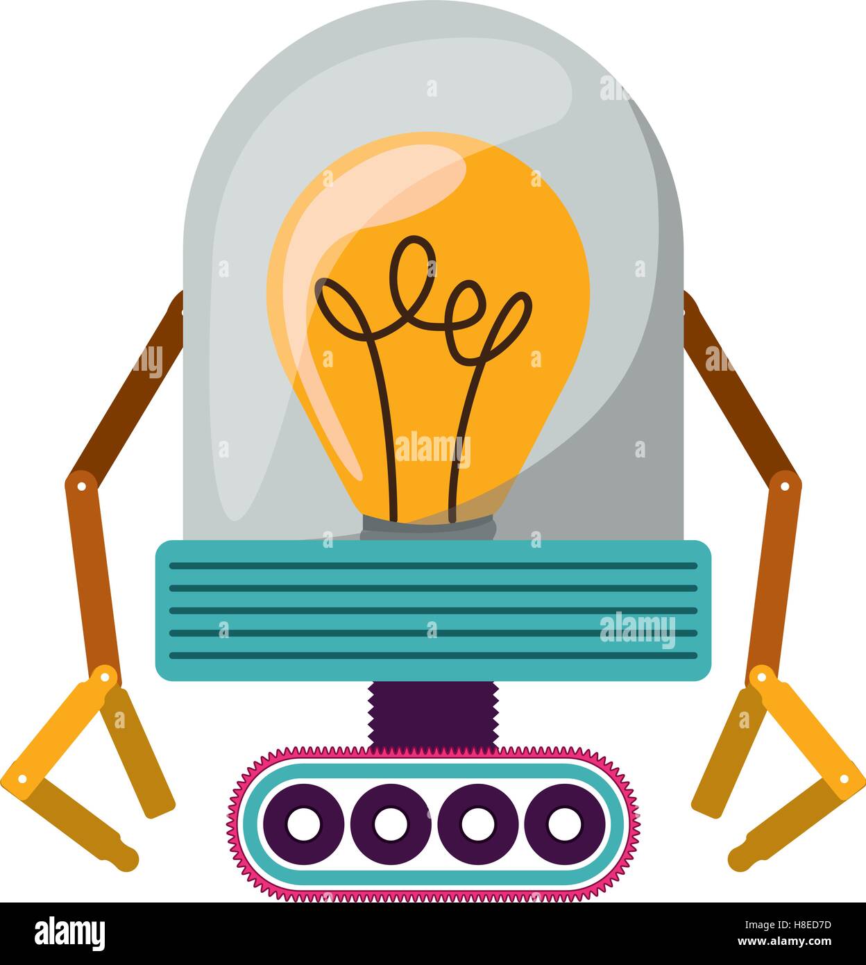 colorful robot cartoon icon with bulb light over white background ...