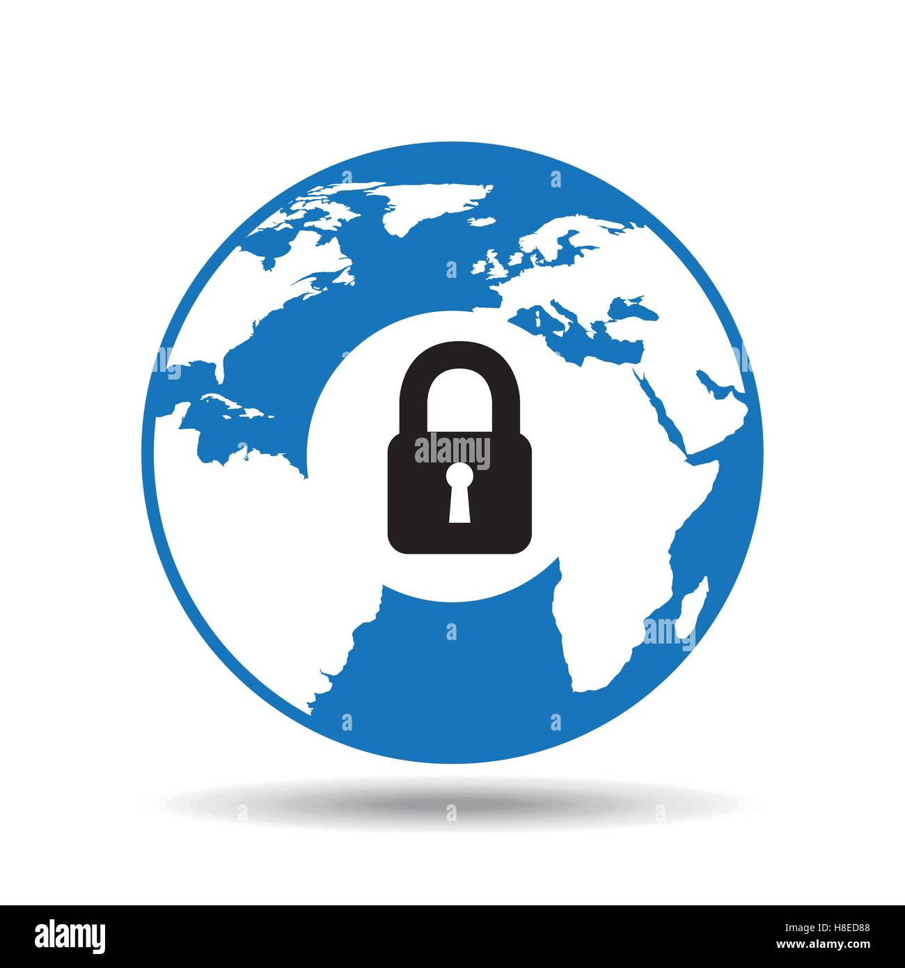 globe world icon padlock security design vector illustration eps 10 ...