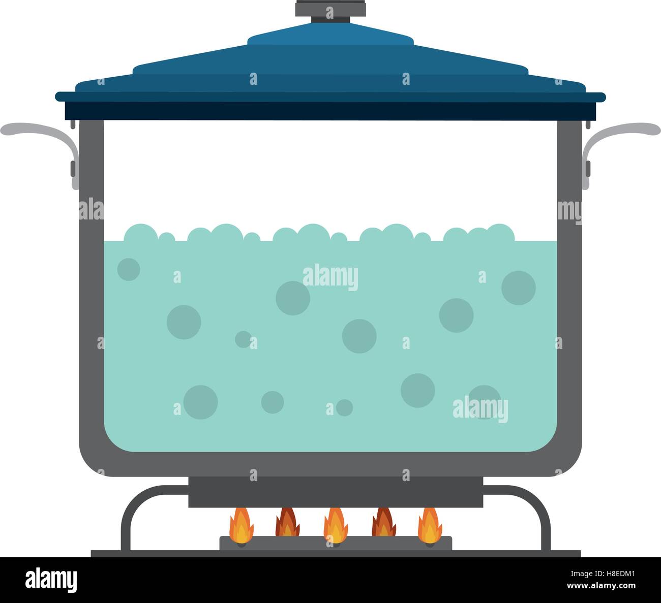 cooking in a kitchen pot with water over white background. vector ...