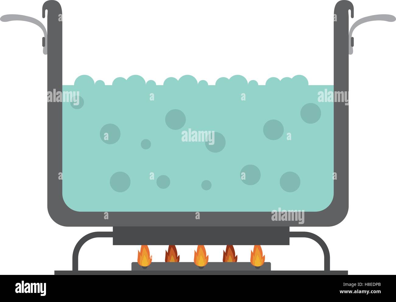 cooking in a kitchen pot with water over white background. vector ...