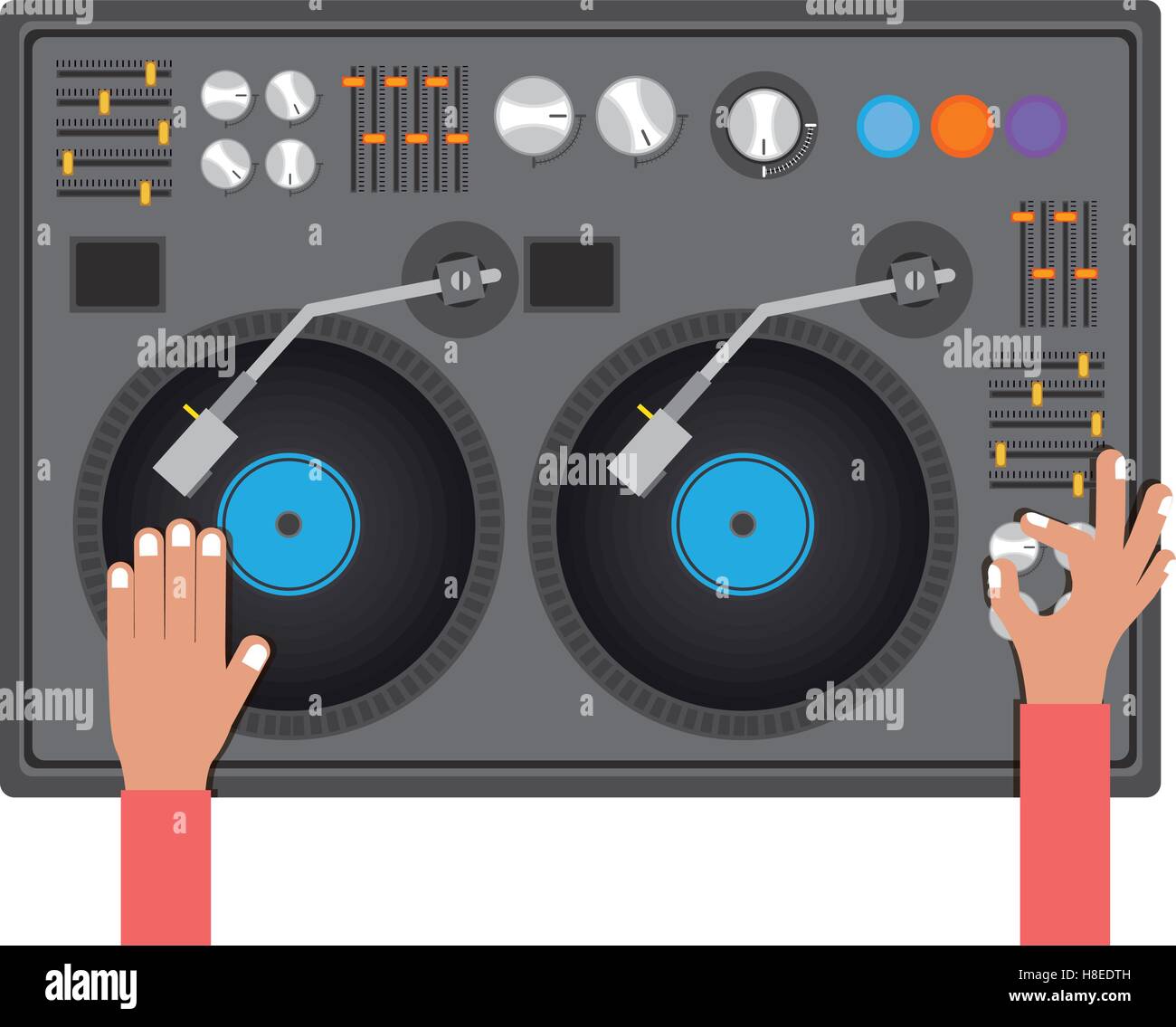 mixer turntable music device icon over white background. disc jockey ...