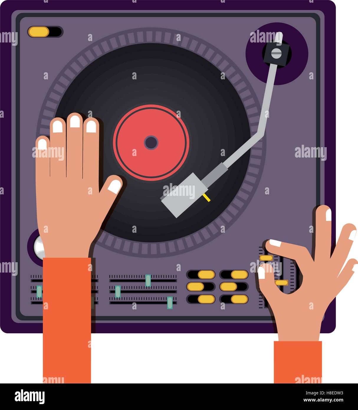 mixer turntable music device icon over white background. disc jockey ...