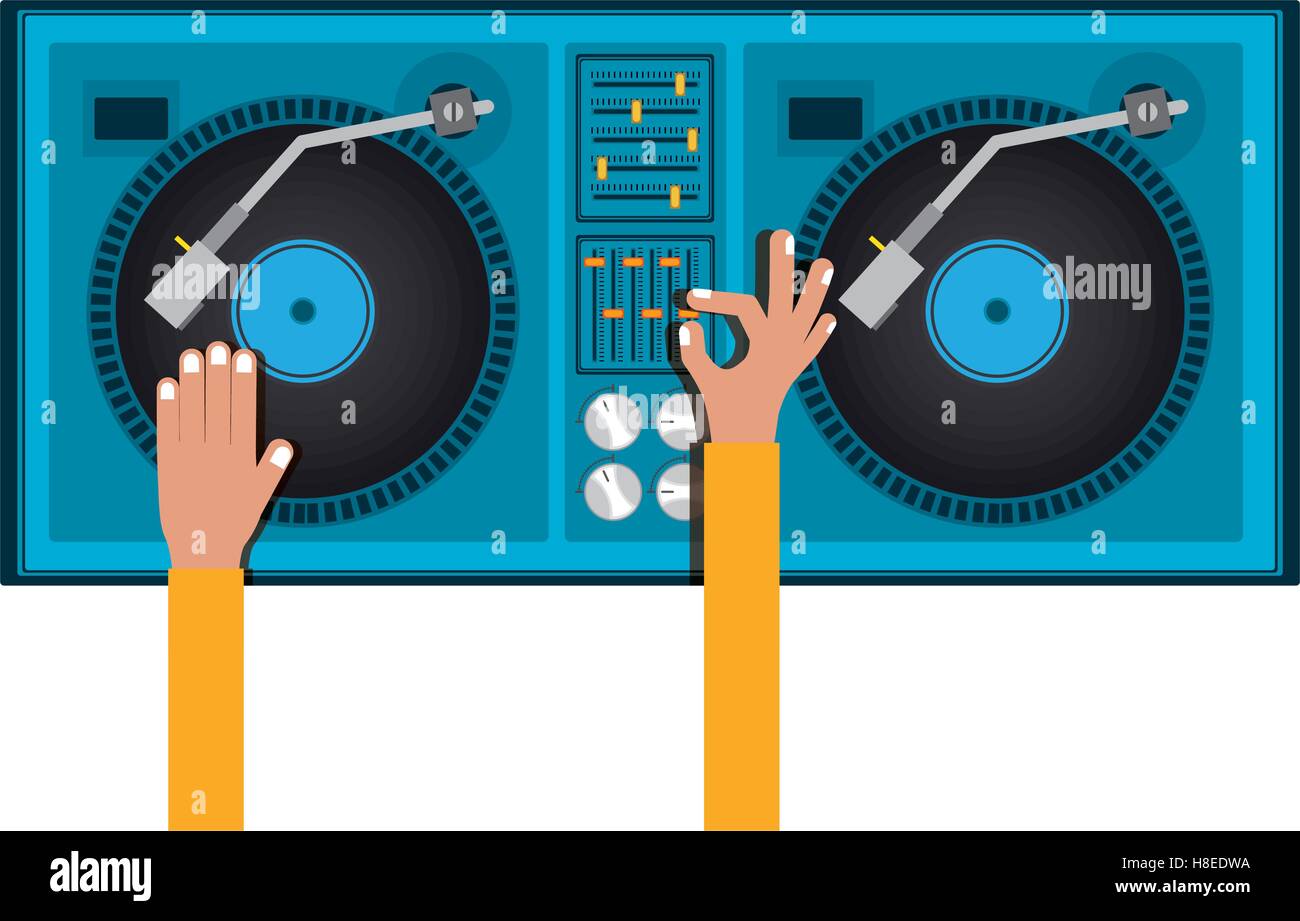 mixer turntable music device icon over white background. disc jockey ...