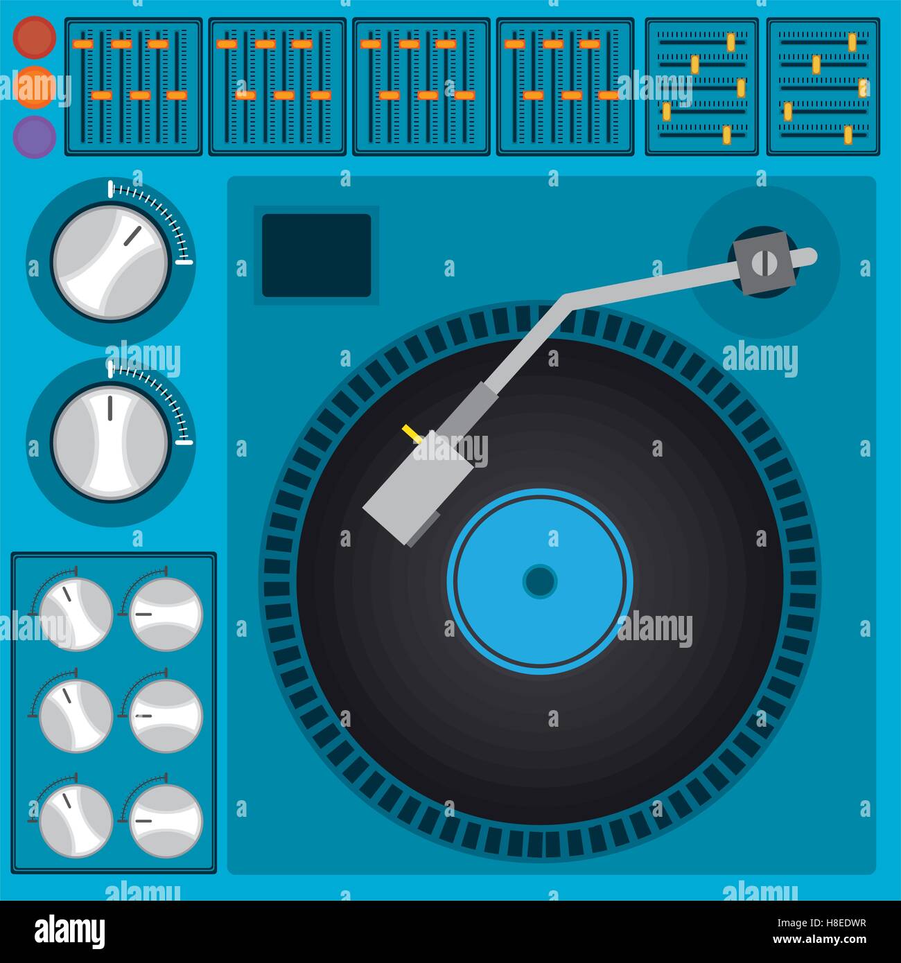 mixer turntable music device icon over white background. disc jockey ...