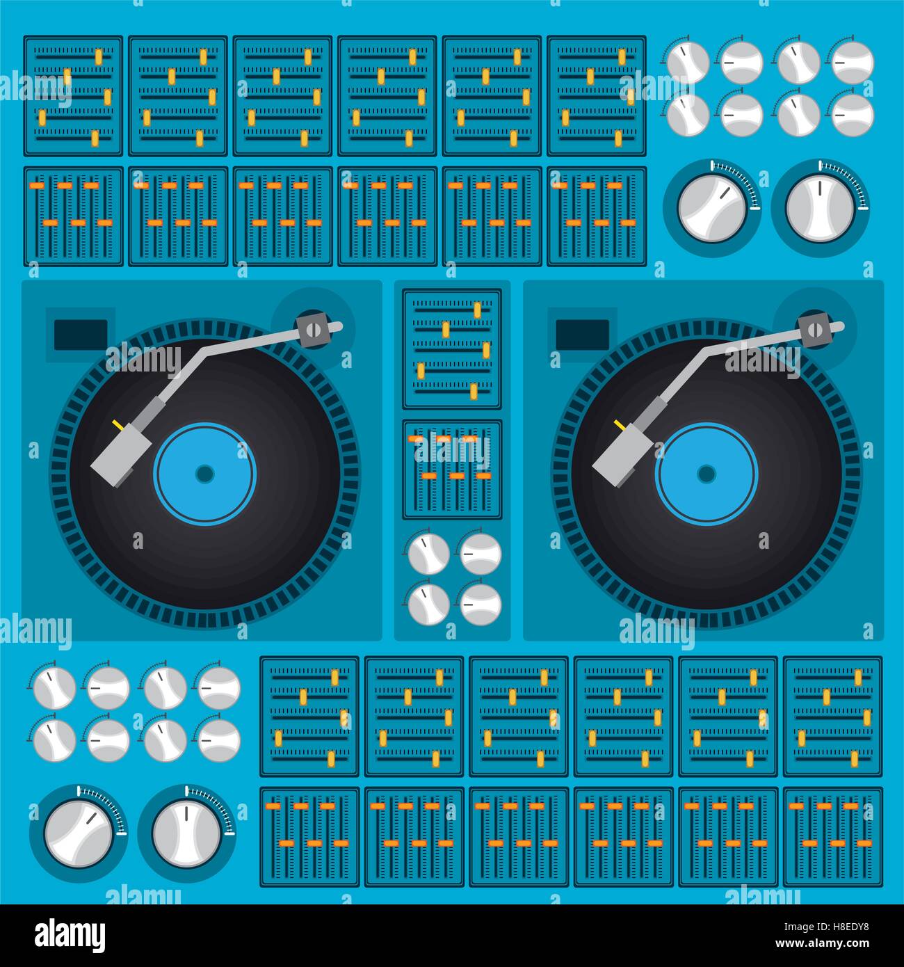 mixer turntable music device icon over white background. disc jockey ...
