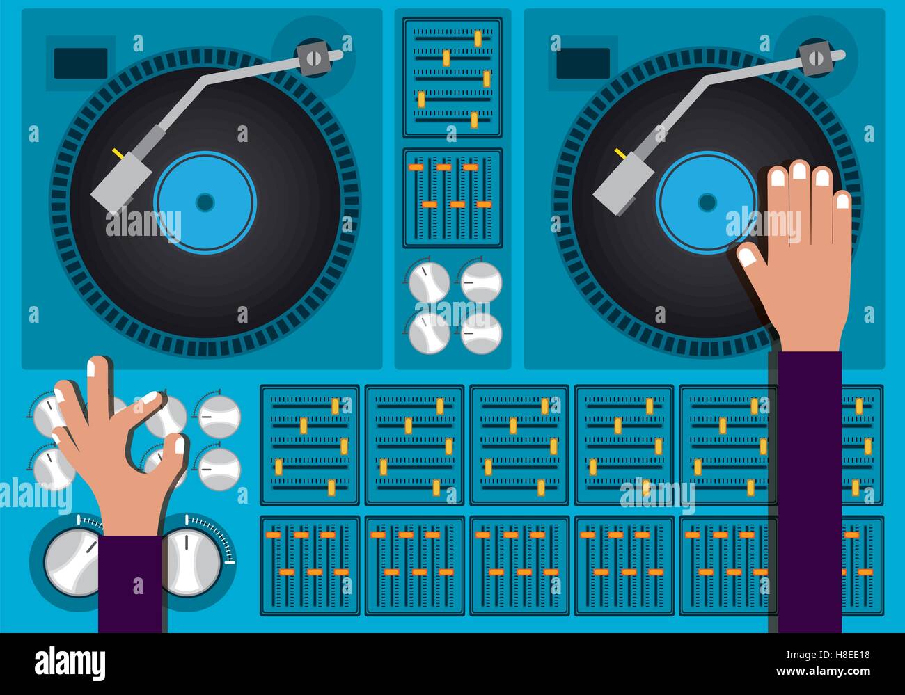 mixer turntable music device icon over white background. disc jockey ...