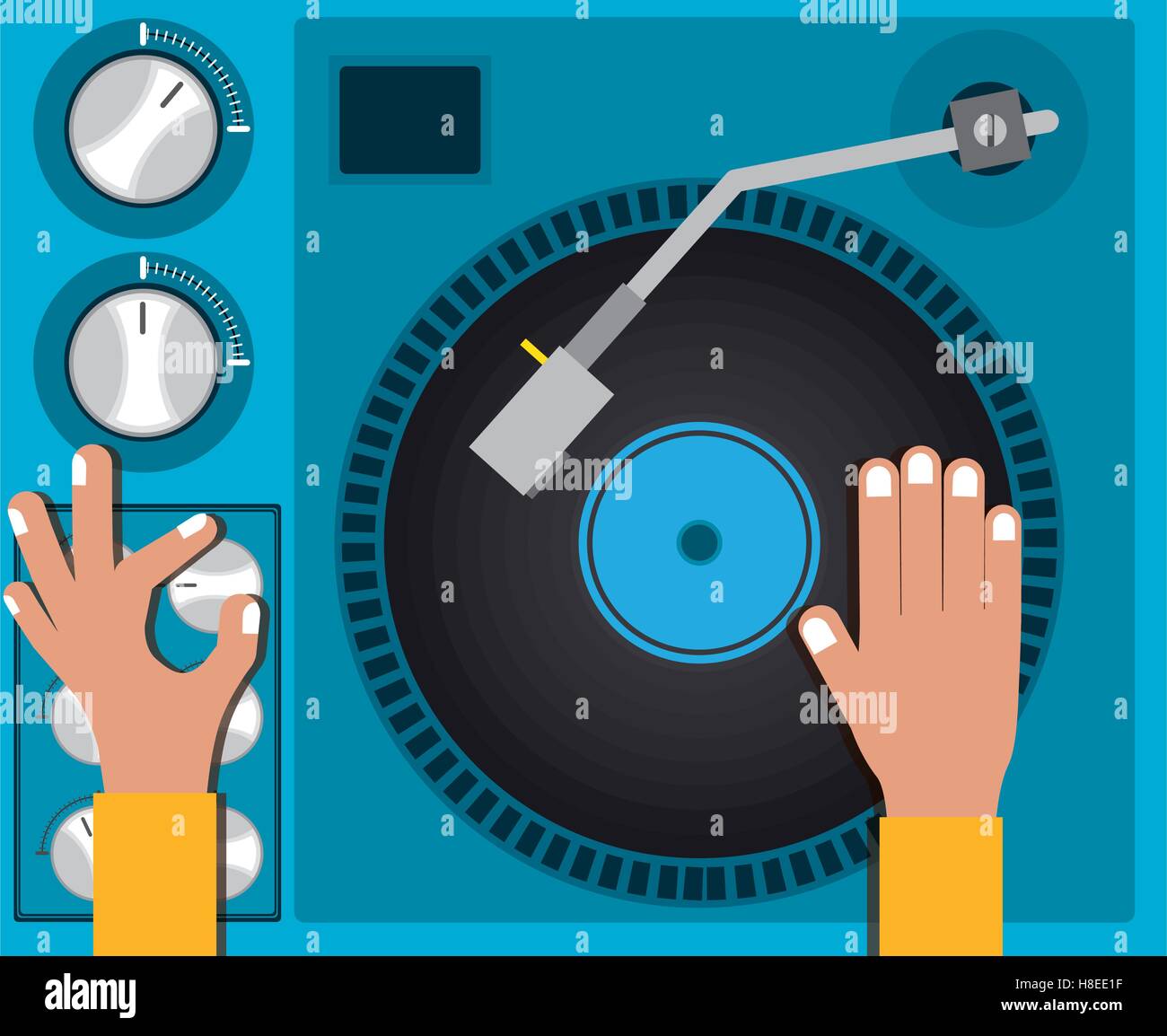 mixer turntable music device icon over white background. disc jockey ...