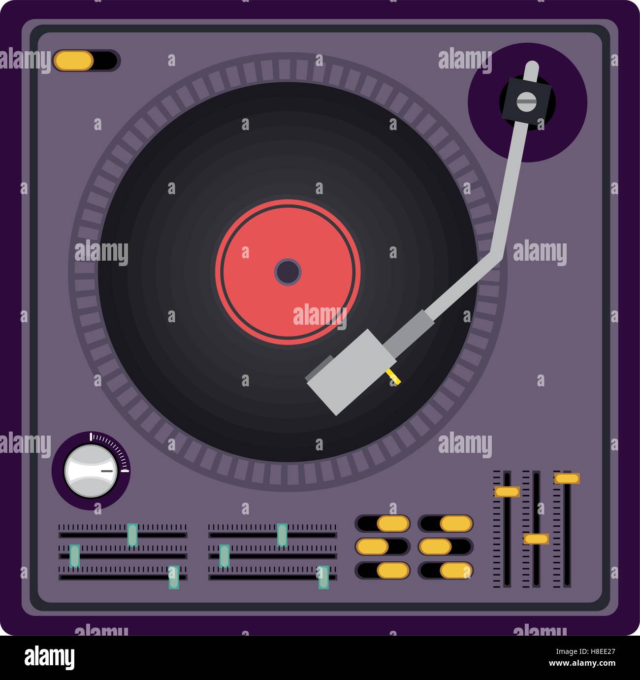 mixer turntable music device icon over white background. disc jockey ...