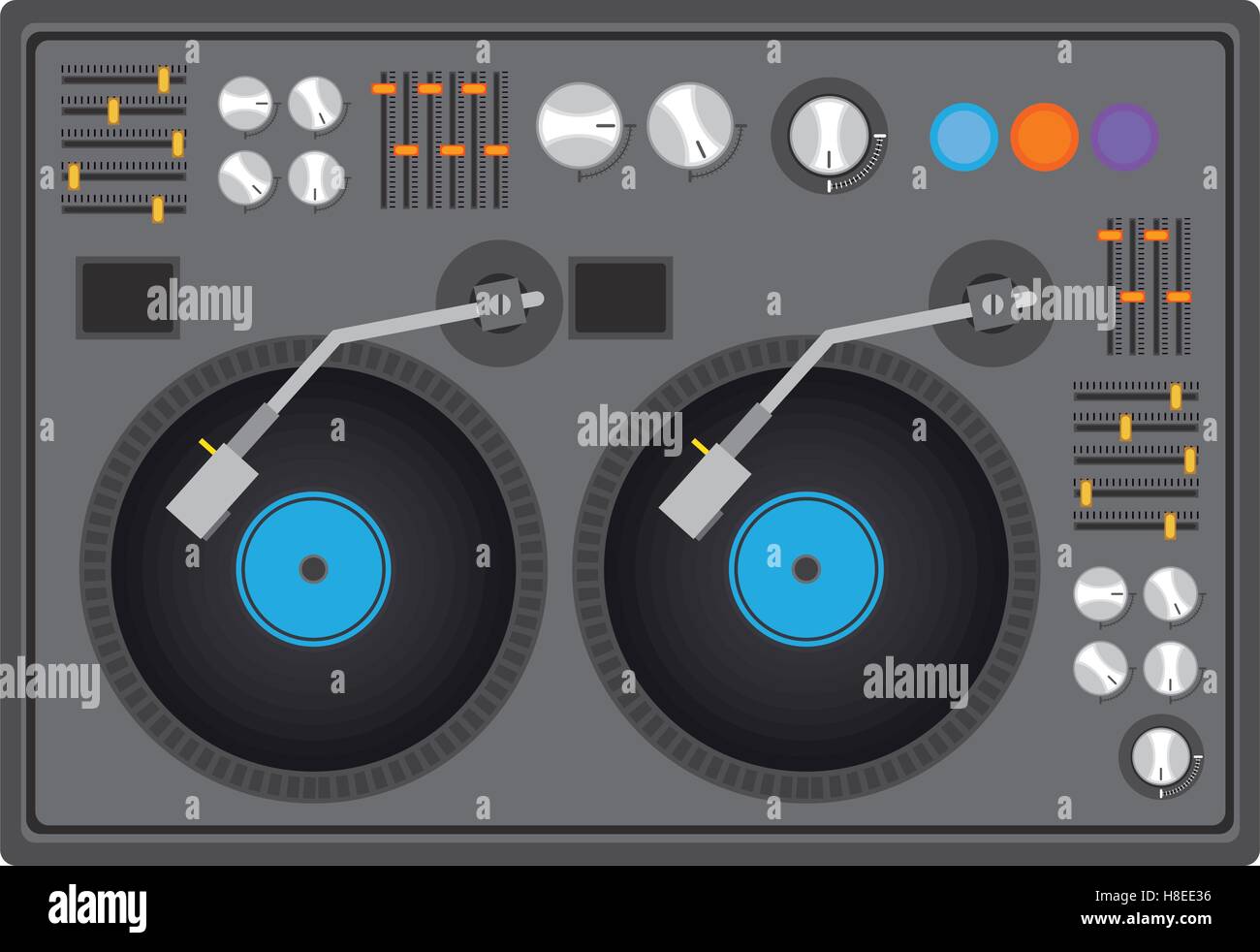 mixer turntable music device icon over white background. disc jockey ...