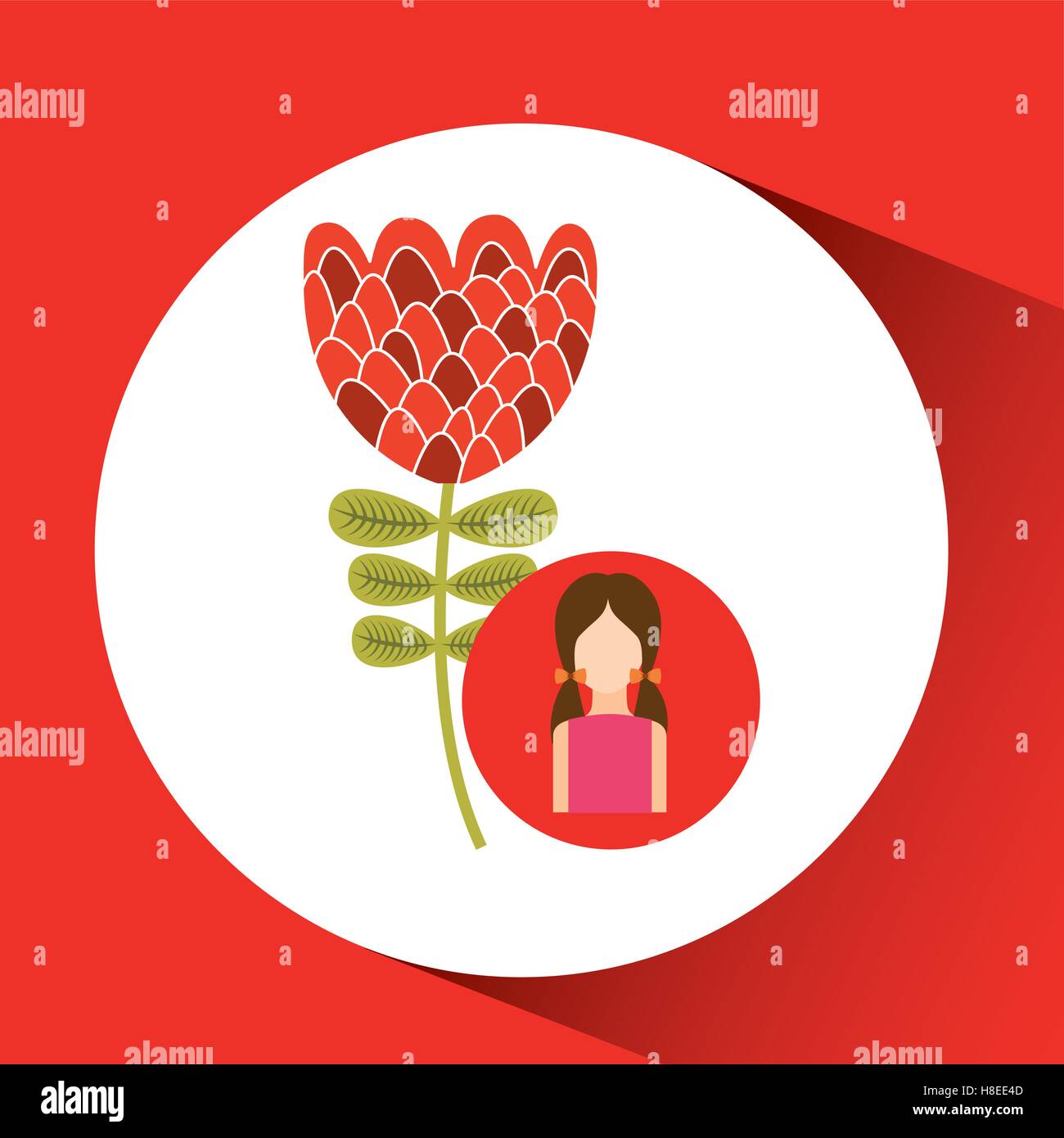 cartoon girl delicate flower tulip graphic vector illustration eps 10 ...