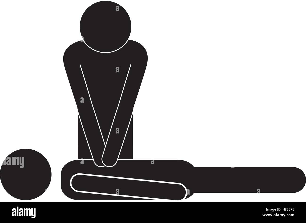person doing cpr to pacient icon over white background. pictogram ...