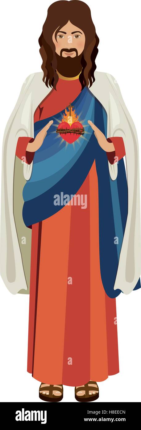 cartoon jesus man icon over white background. religious symbol ...