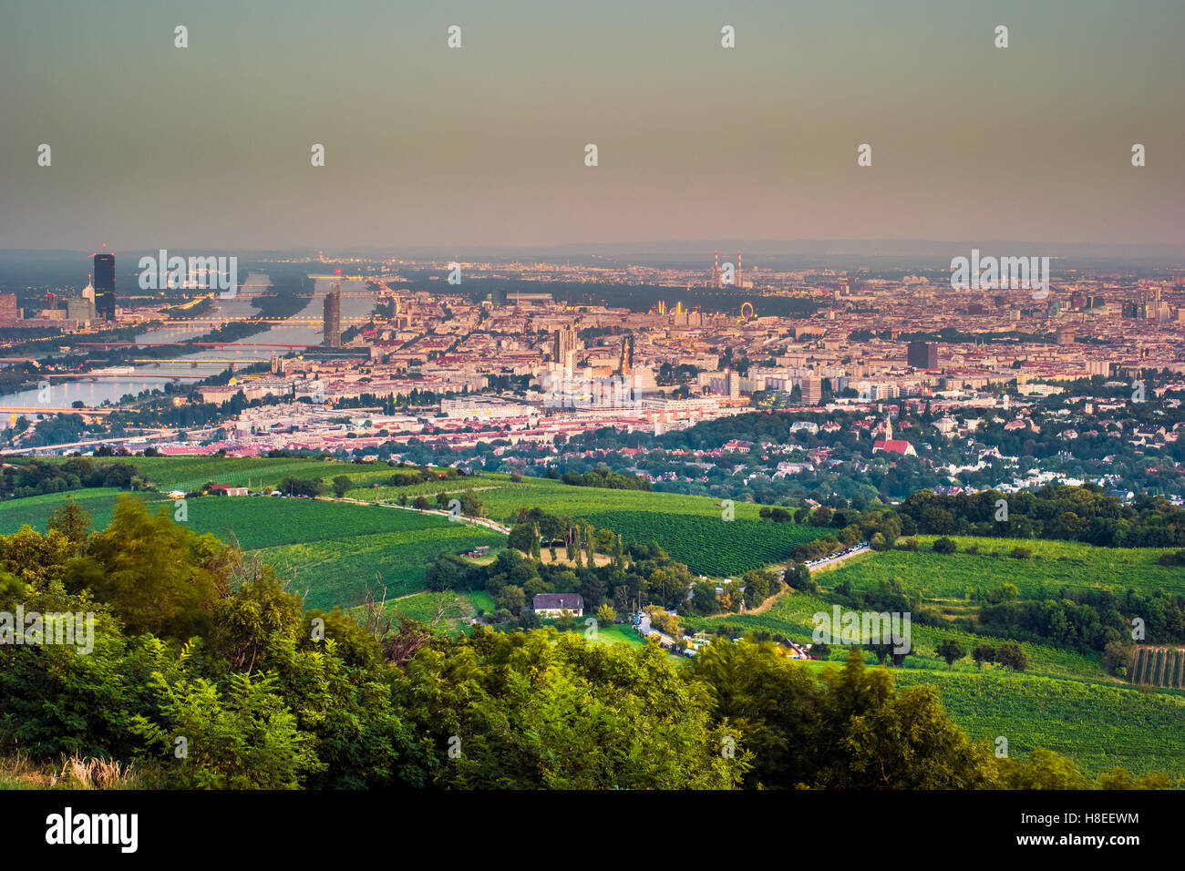 Vienna skyline and Danube River. Vienna, Austria Stock Photo - Alamy