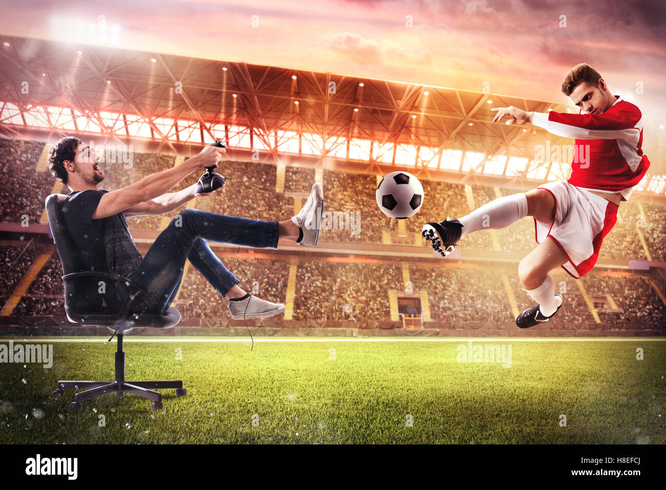 Realistic soccer video game Stock Photo - Alamy