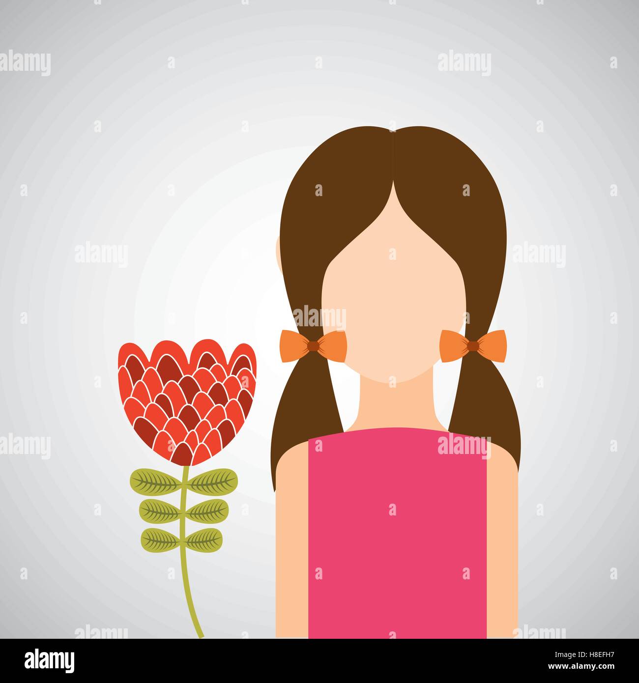 cartoon girl delicate flower tulip graphic vector illustration eps 10 ...