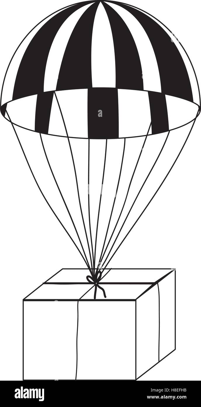 parachute with box simple icon image vector illustration design Stock ...