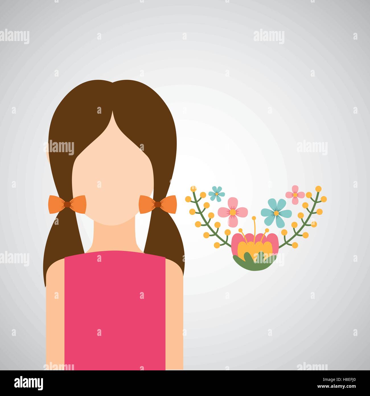 cartoon girl delicate flower graphic vector illustration eps 10 Stock ...