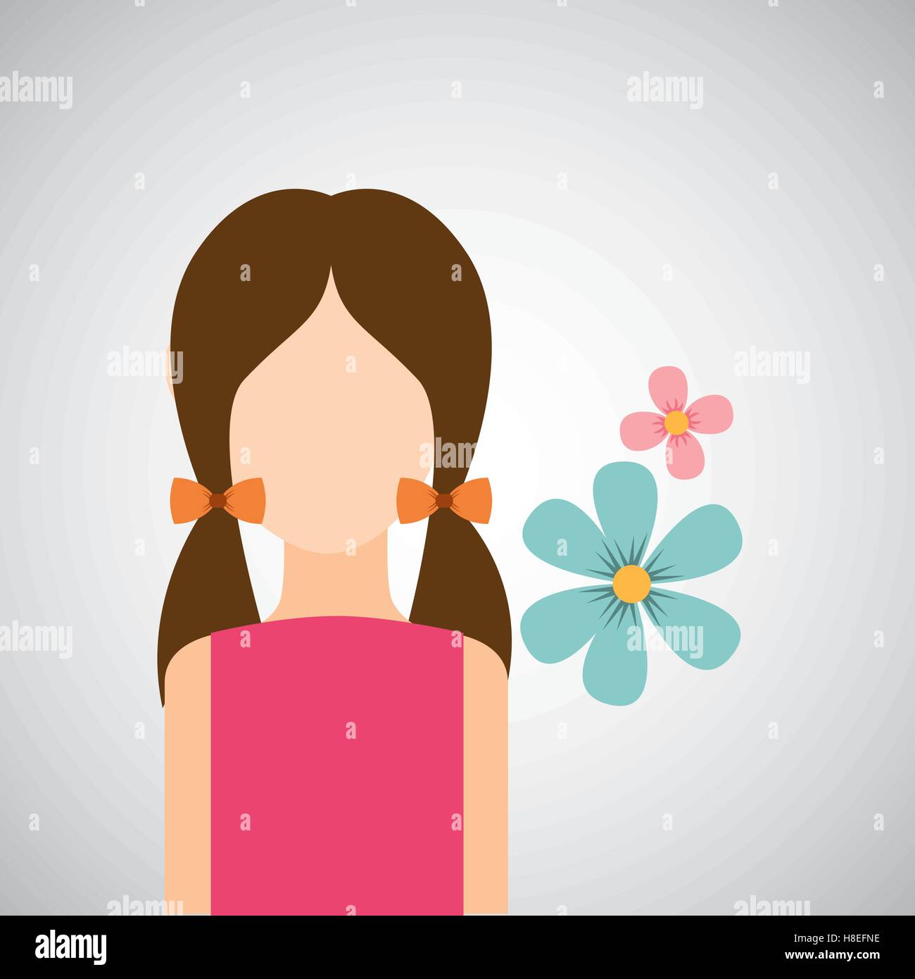 cartoon girl delicate flower chrysanthemum graphic vector illustration ...