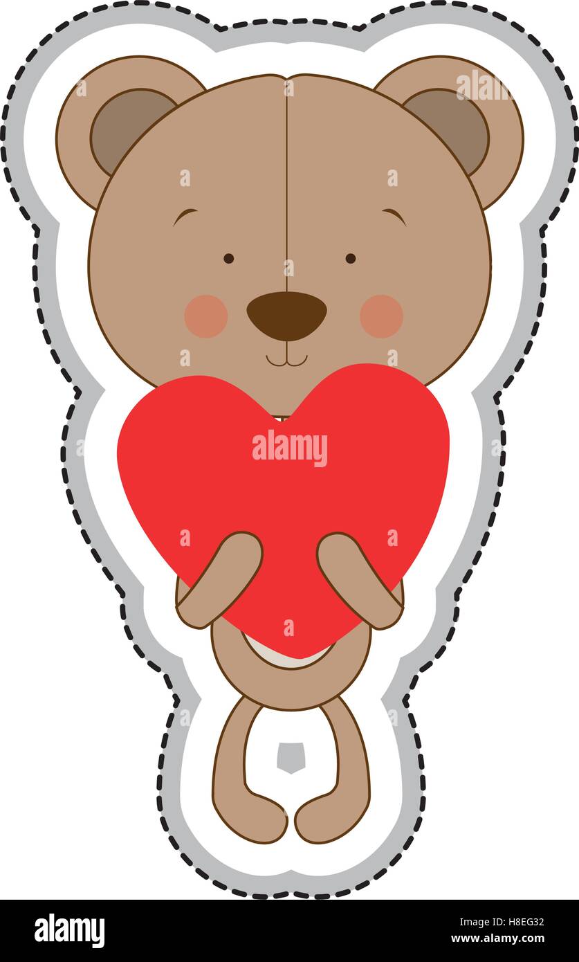 teddy bear character and heart cartoon icon image vector illustration ...