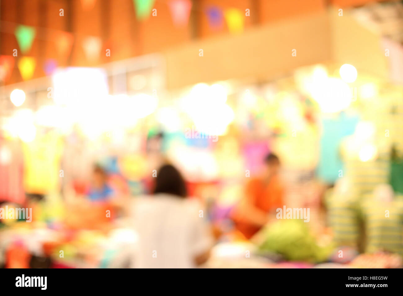blur clothing store night and have lamp lighting for design background ...