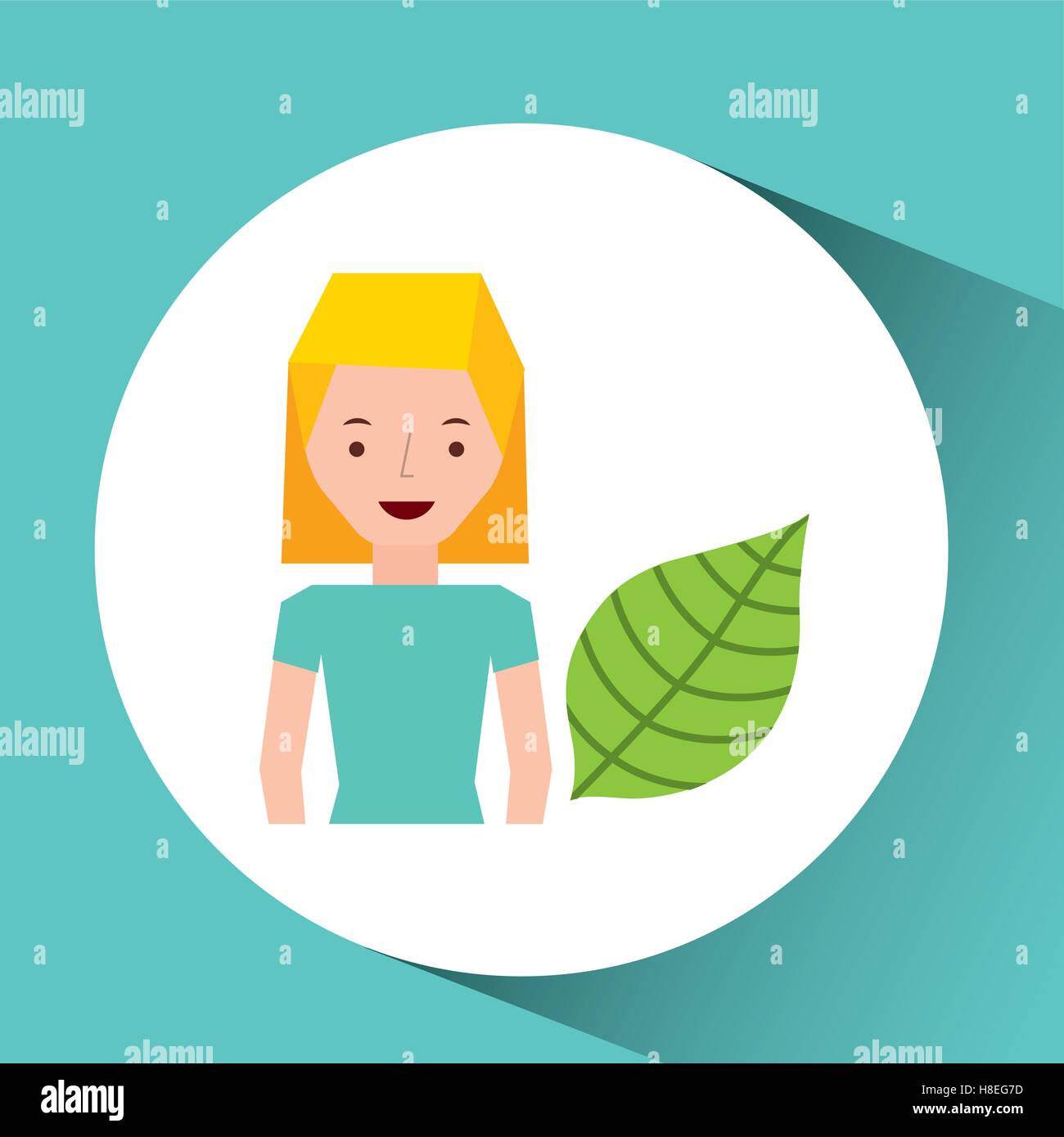 girl cartoon leave floral icon vector illustration eps 10 Stock Vector ...