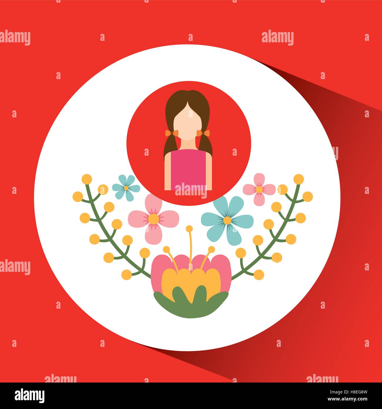cartoon girl delicate flower graphic vector illustration eps 10 Stock ...