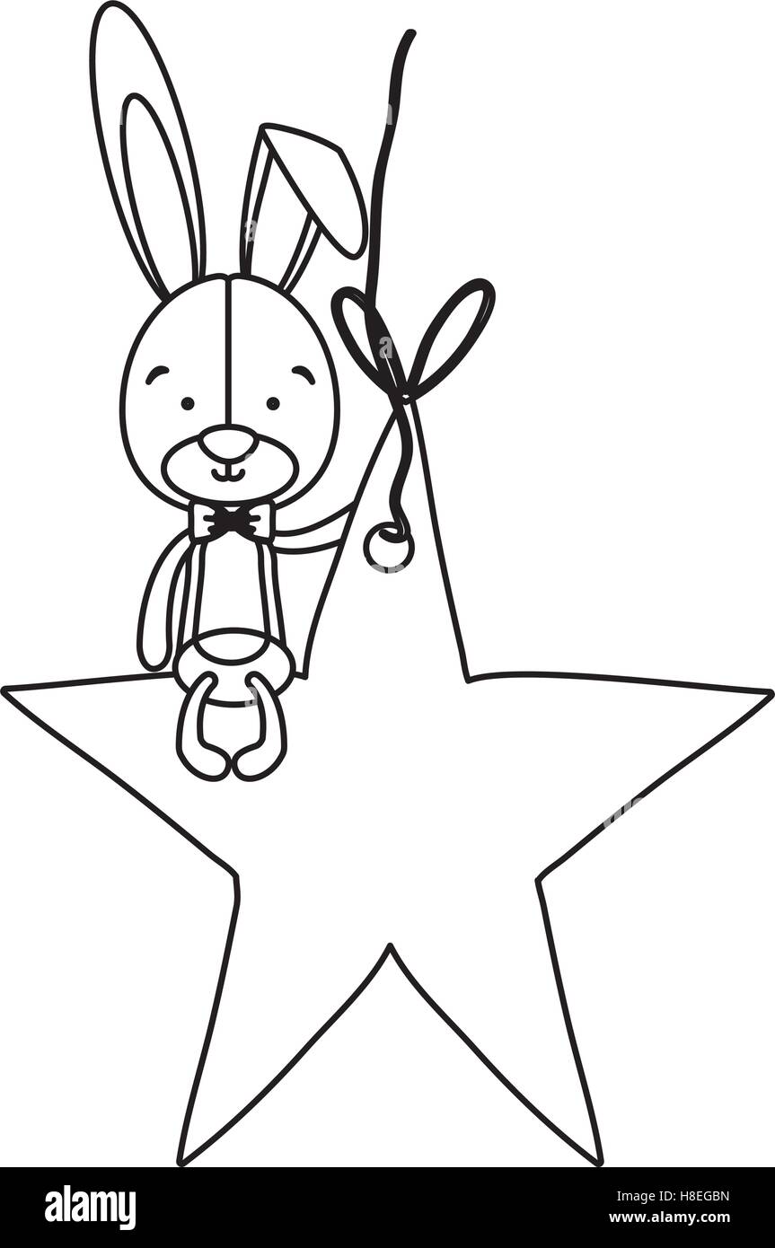 rabbit or bunny on star shape ornament icon image vector illustration ...
