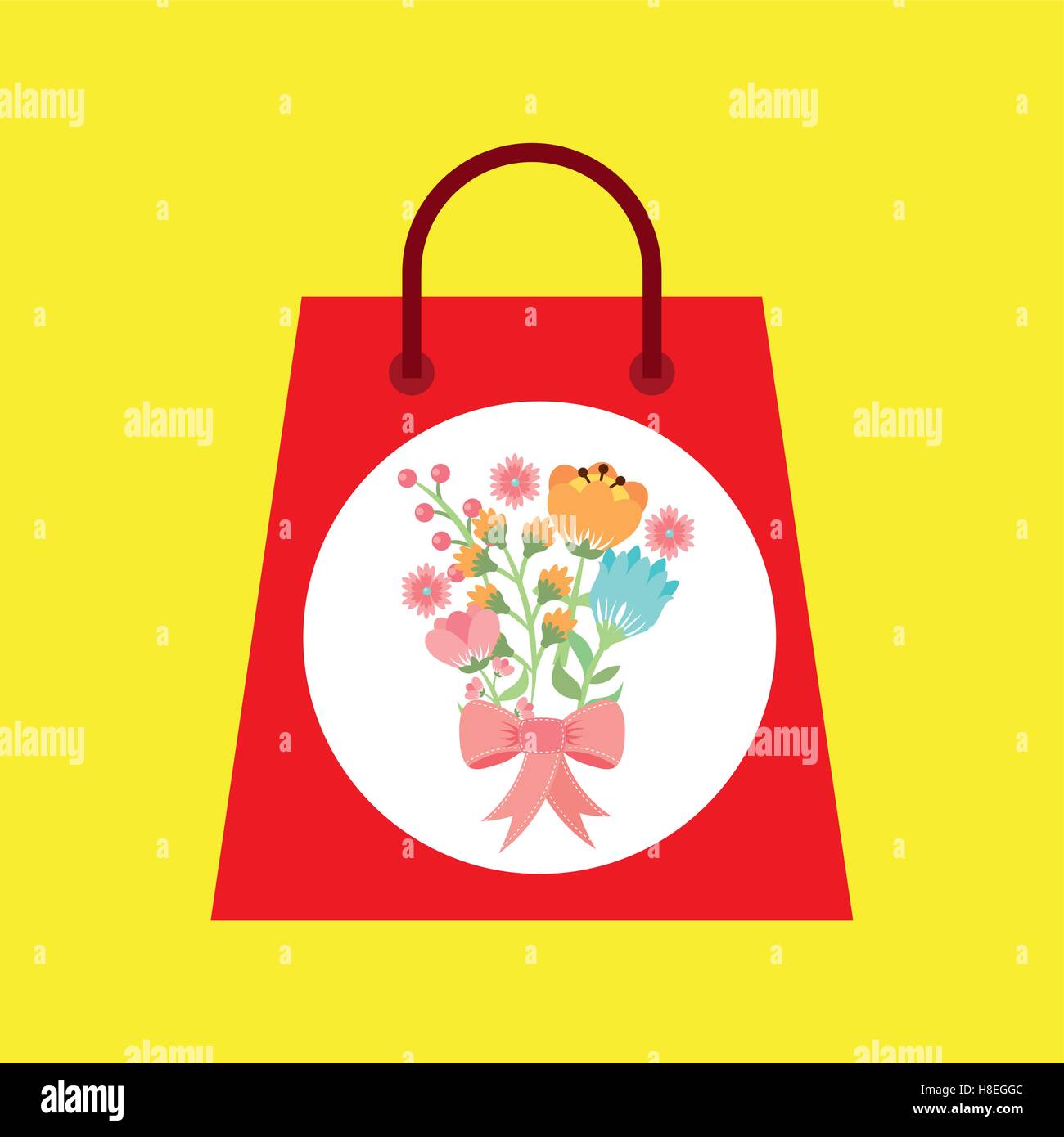 shopping bag with beauty bouquet flower vector illustration eps 10 ...