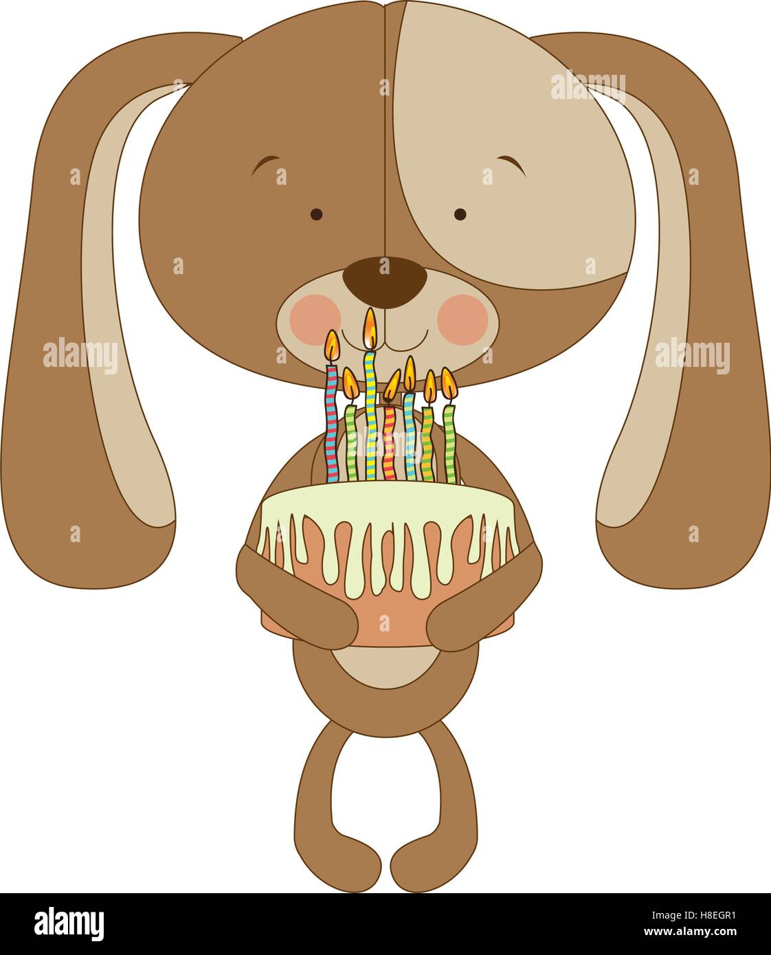 dog cartoon character holding birthday cake icon image vector ...