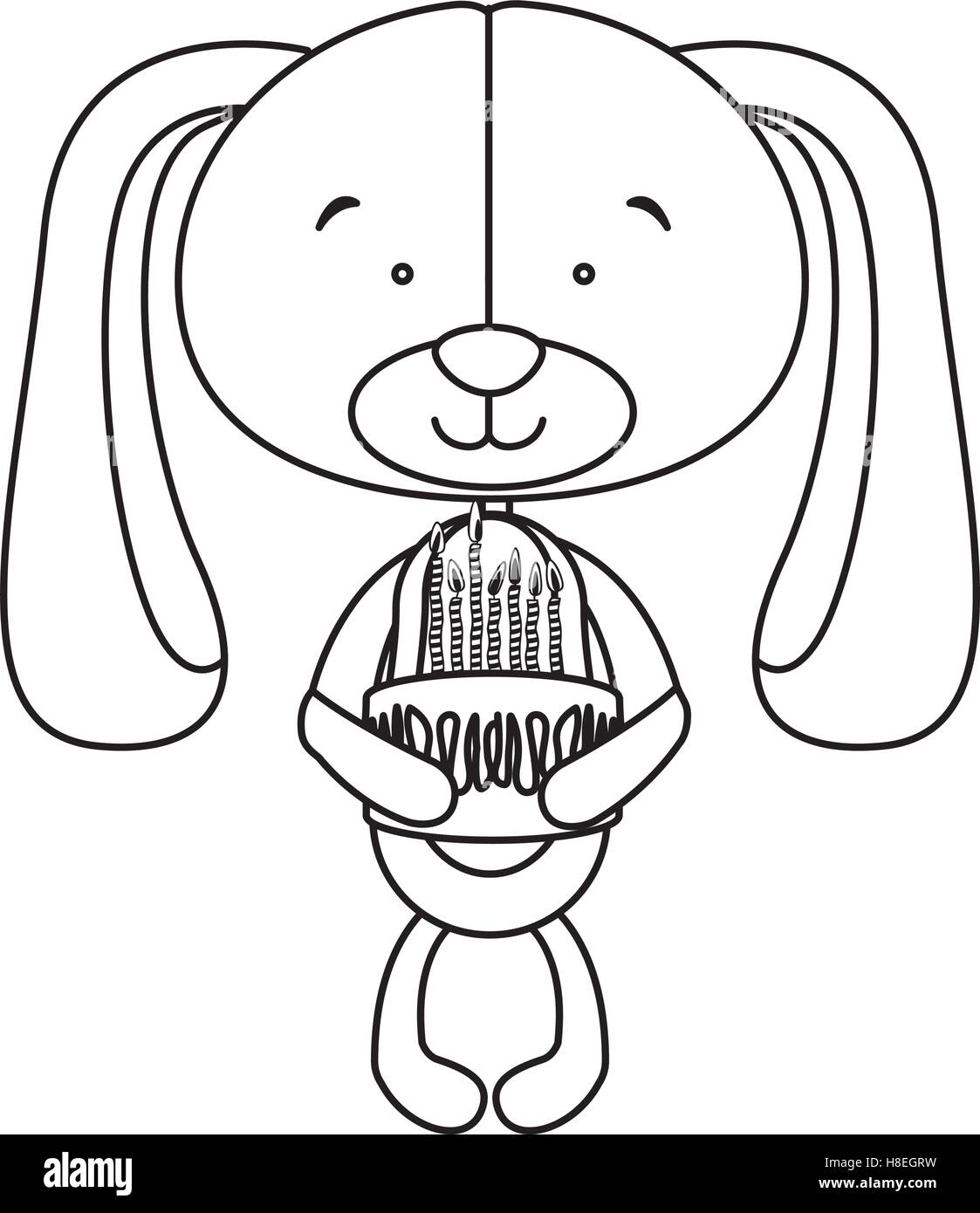 dog cartoon character holding birthday cake icon image vector ...