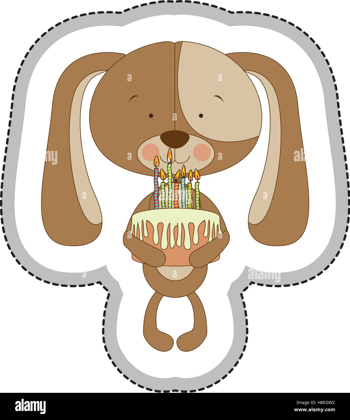 dog cartoon character holding birthday cake icon image vector ...