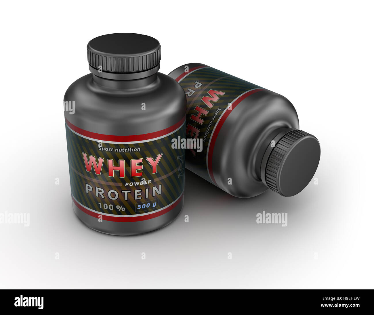 WHEY Protein Container. Sport Nutrition. 3D illustration Stock Photo ...