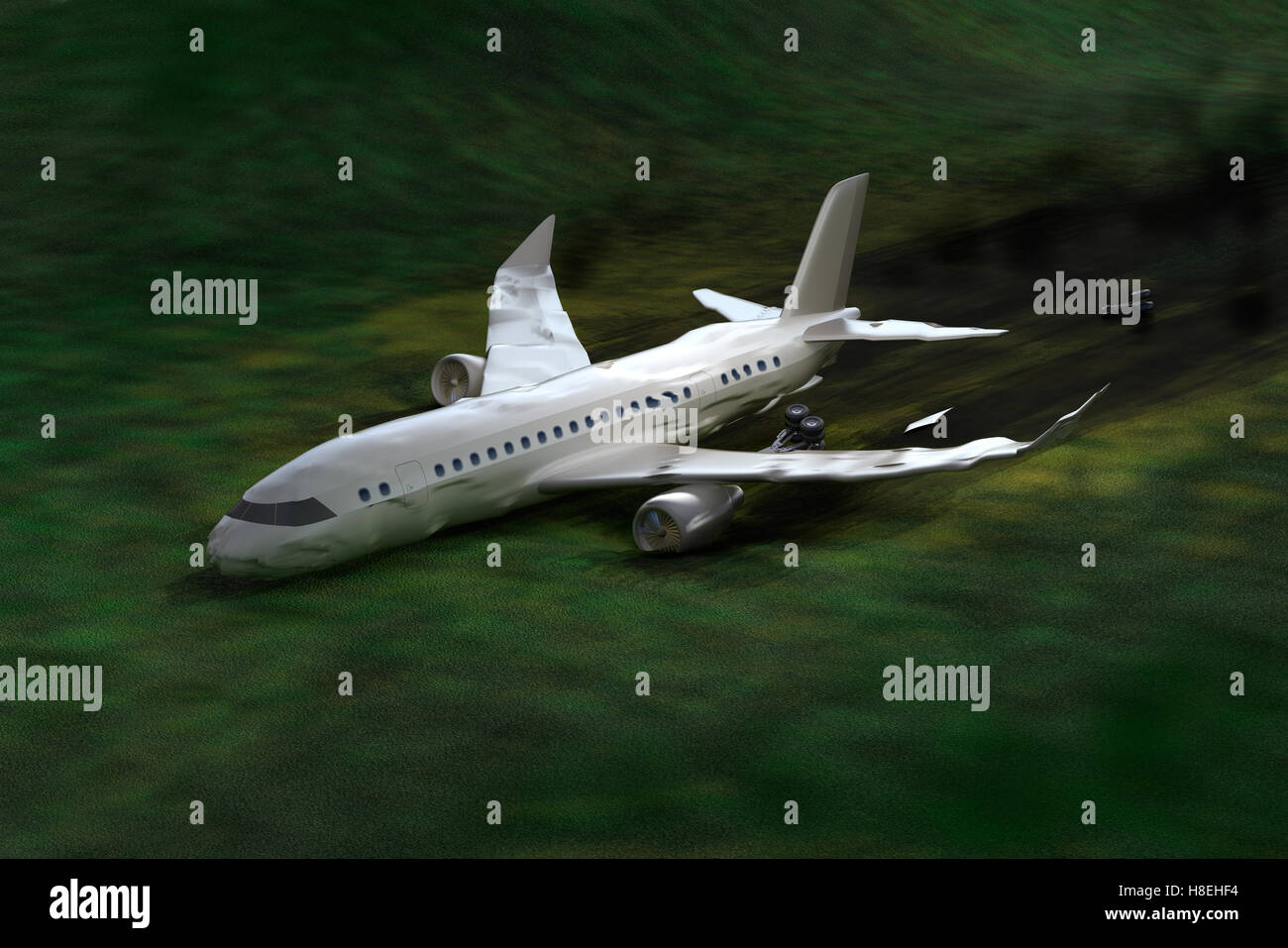 Airplane crash, 3D illustration. My own design Stock Photo - Alamy