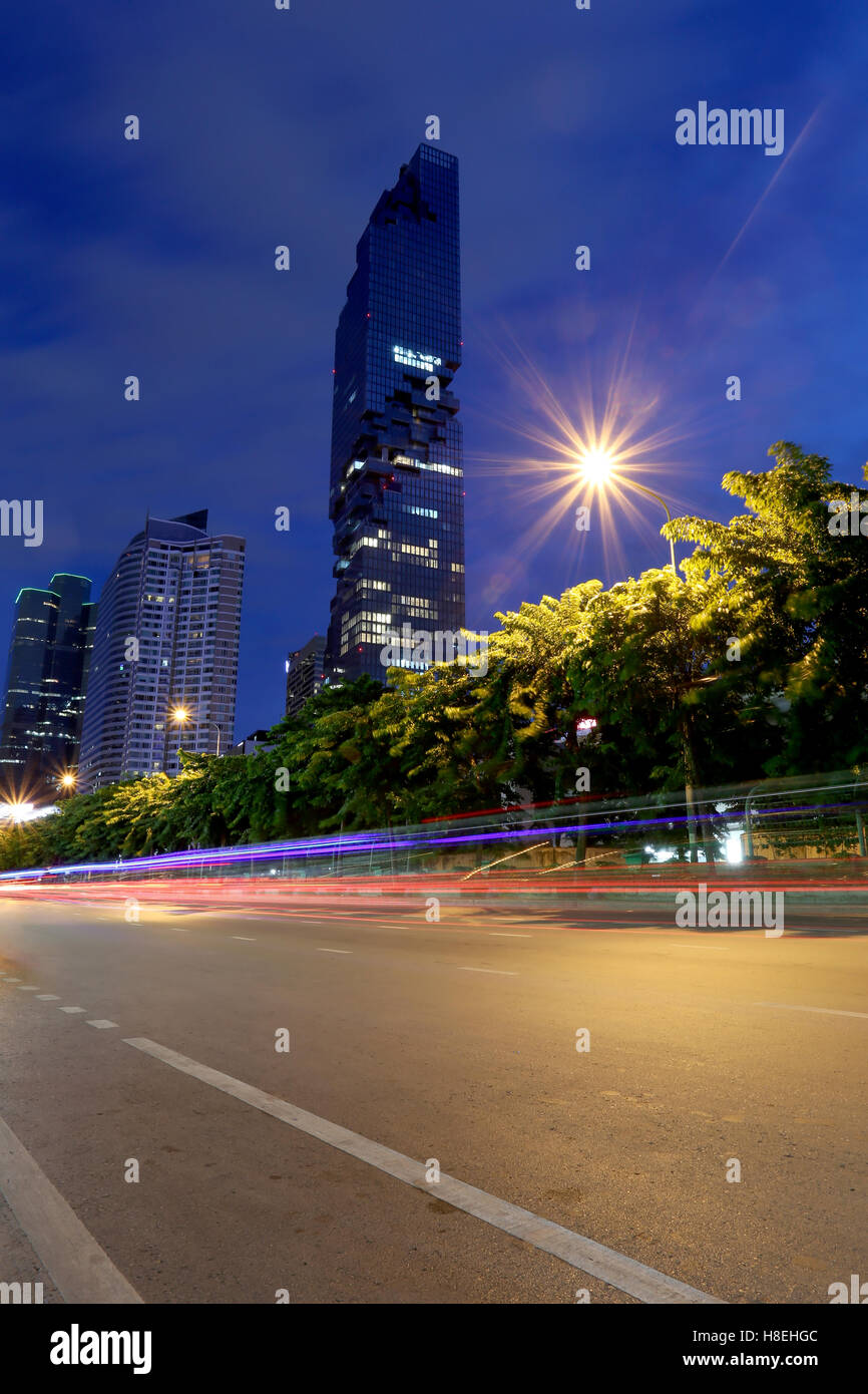 View Silom road in twilight of Mahanakhon building,This is the new ...
