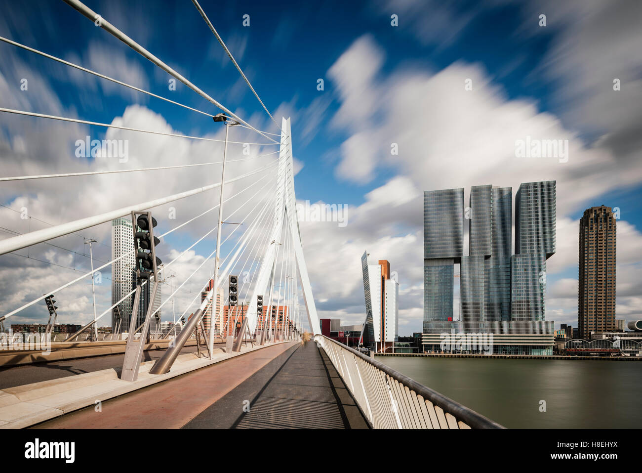 Erasmus Bridge and De Rotterdam, Wilhelminakade, Rotterdam, Netherlands ...