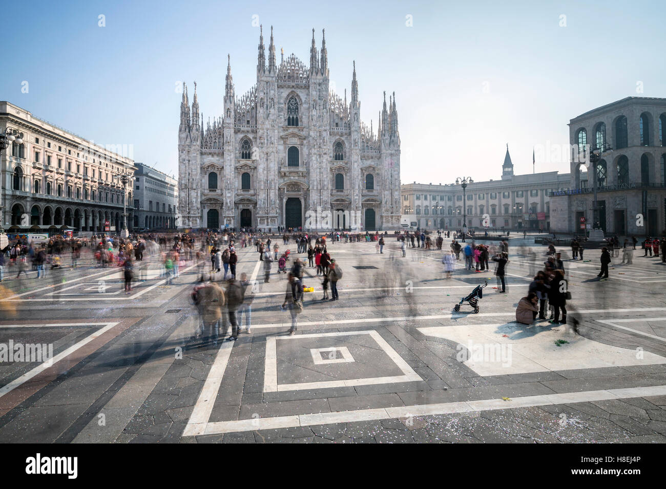 View of the square and the gothic Duomo, the icon of Milan, Milan ...
