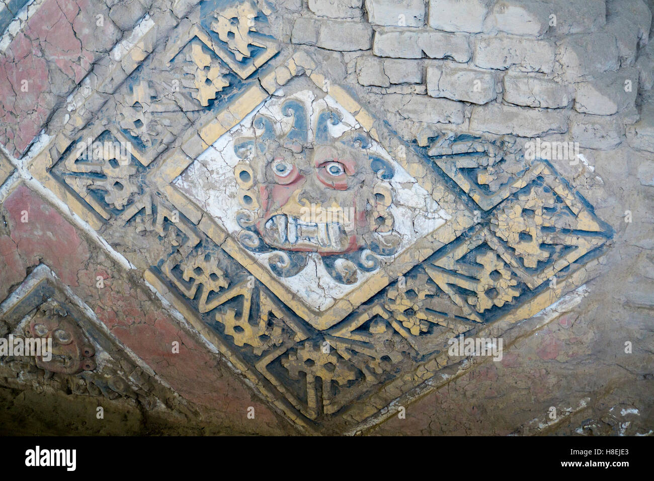 Huaca del Sol y de la Luna, precolombian (Moche) structure, polychrome ...