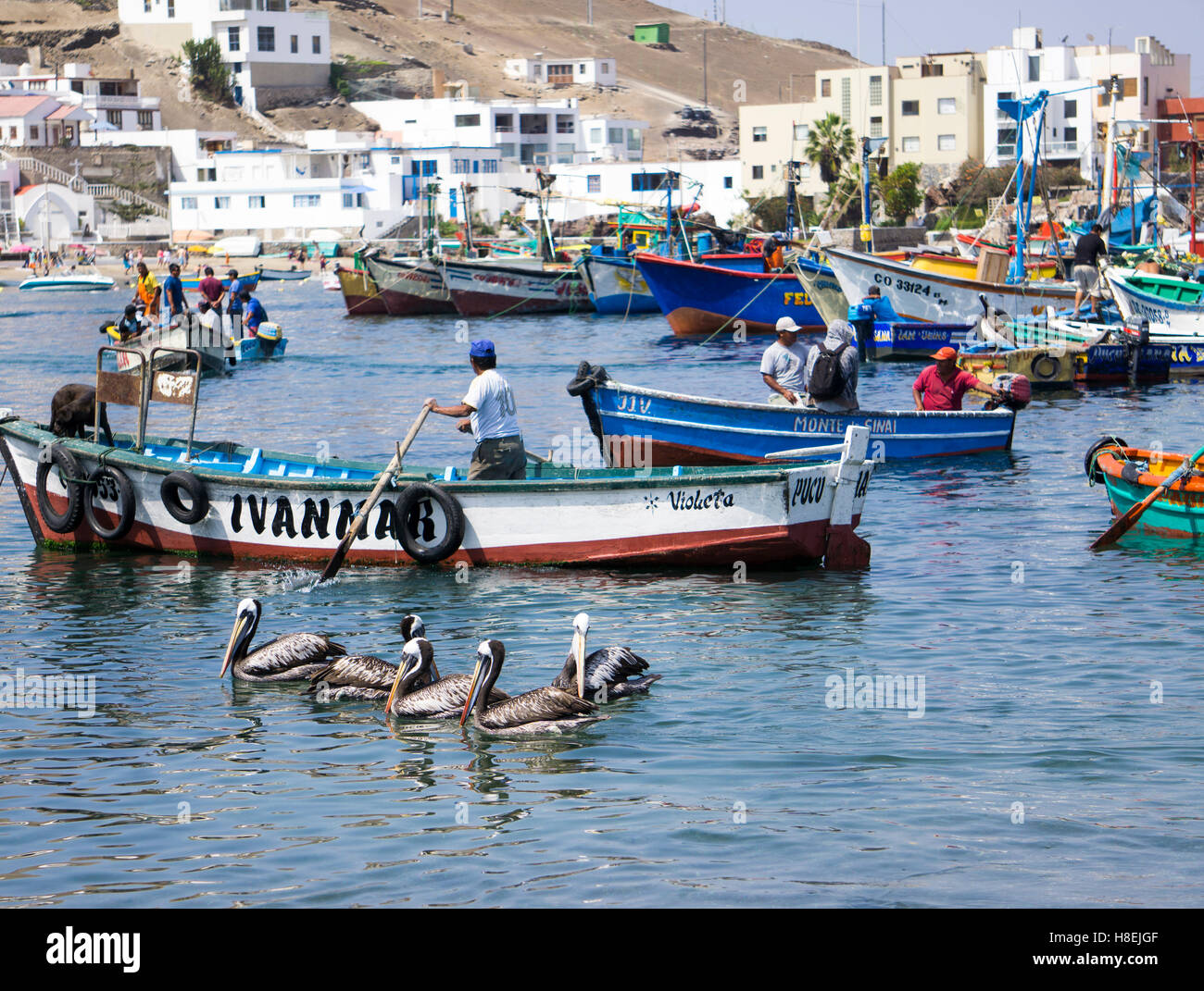 Pukusana (Pucusana) fishing village, Peru, South America Stock Photo ...