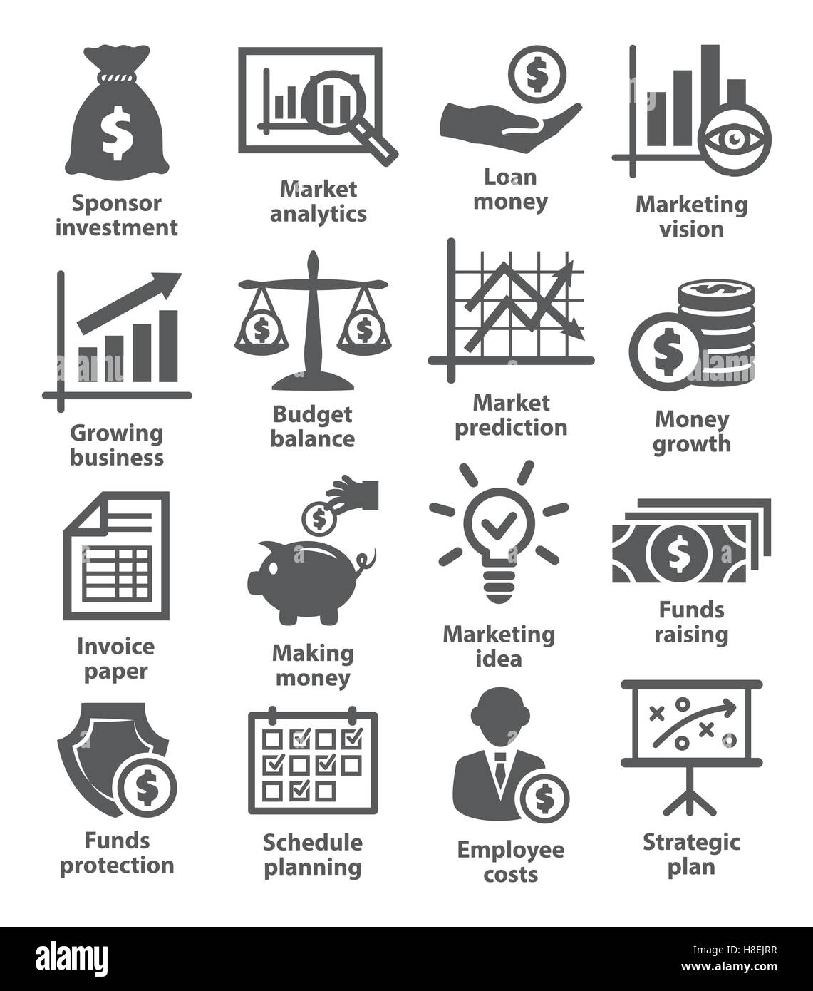 Business economic icons on white background Stock Vector Image & Art ...