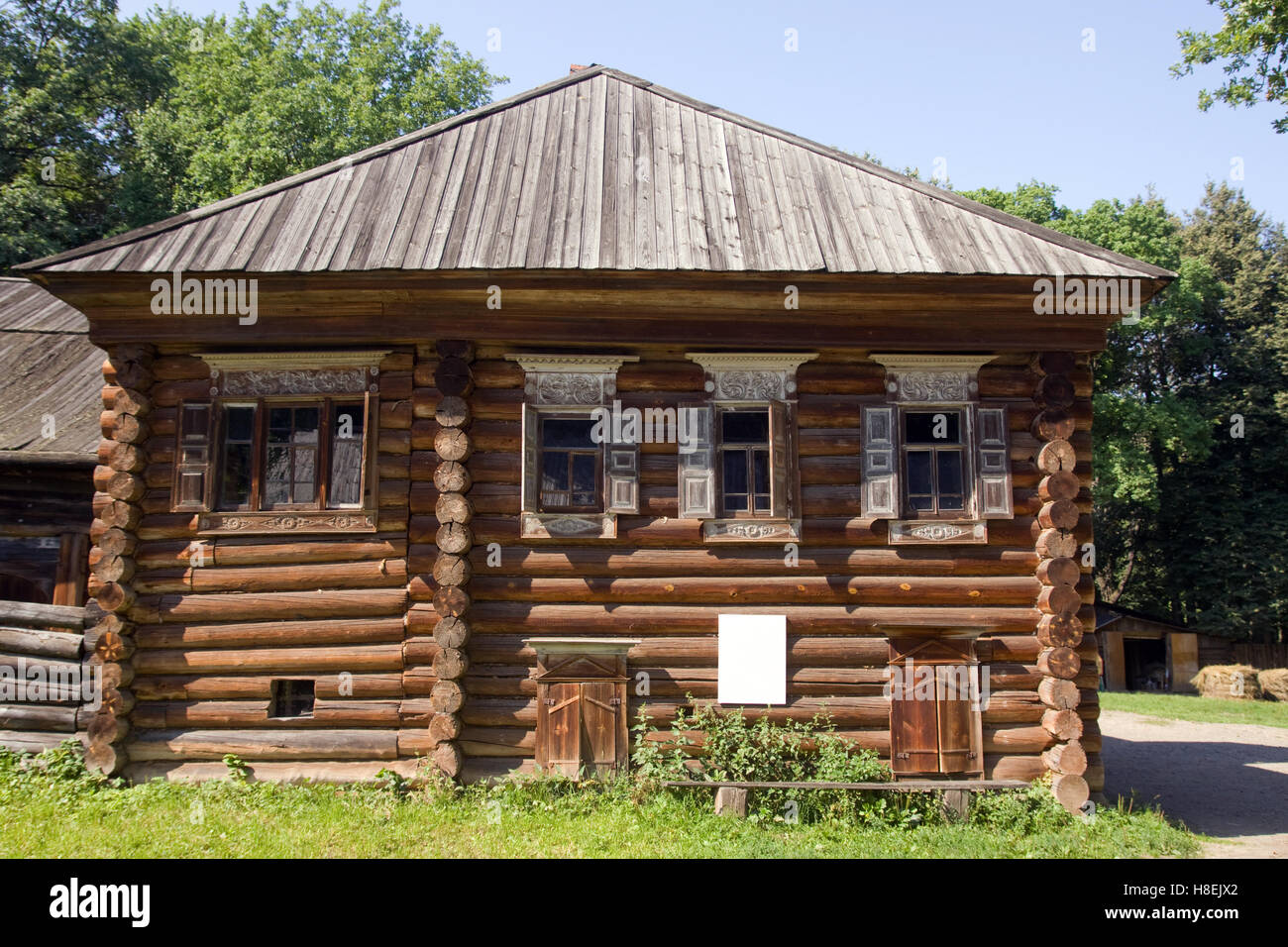 ancient wooden houses in russia Stock Photo - Alamy