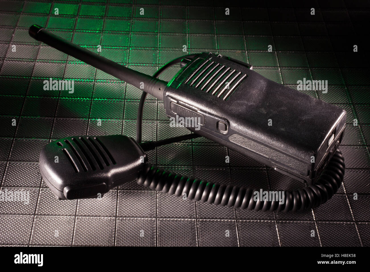 High band two way radio with a microphone and cord Stock Photo - Alamy