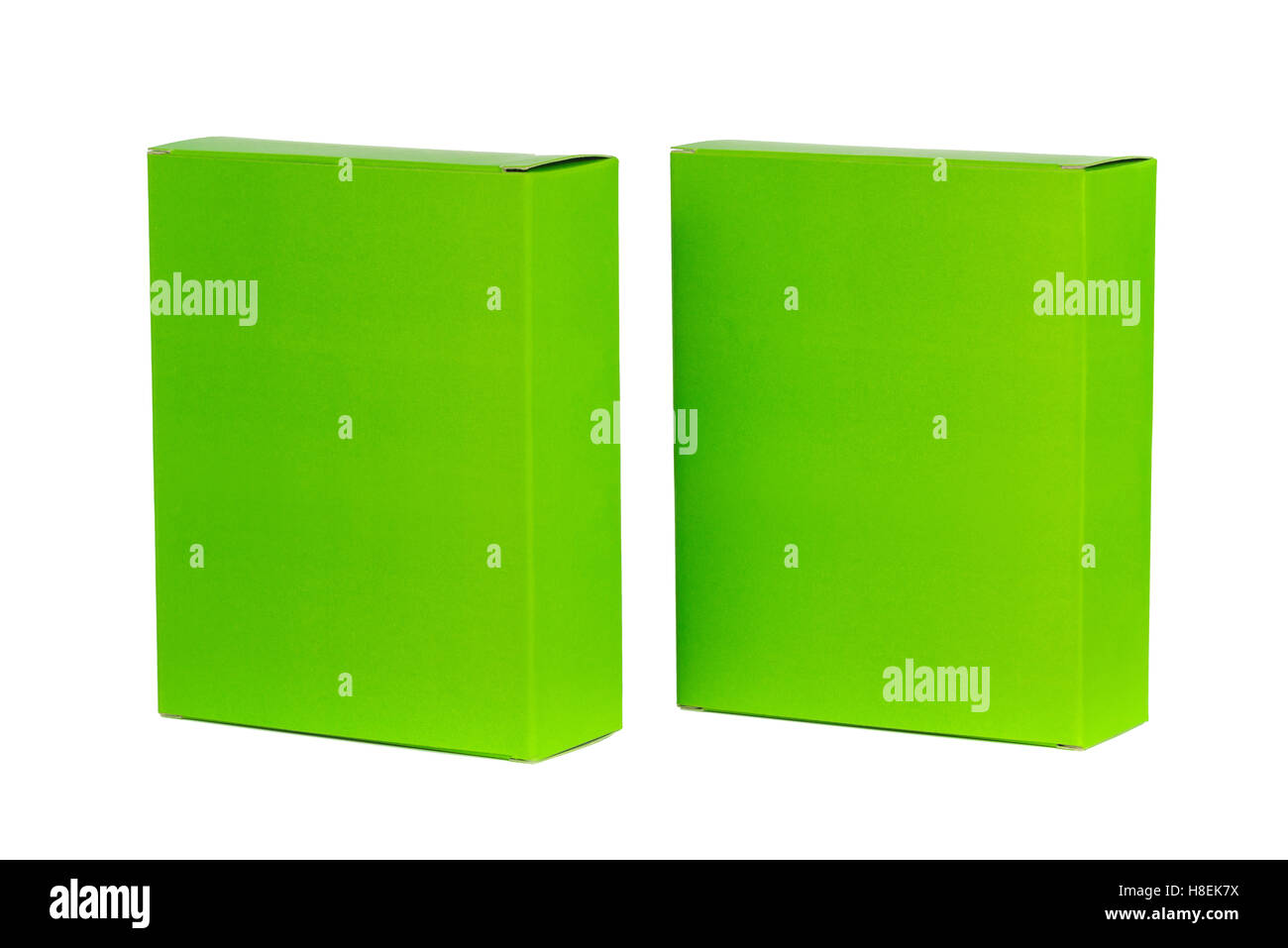 Two Green Box with lid open or green paper package box isolated on ...