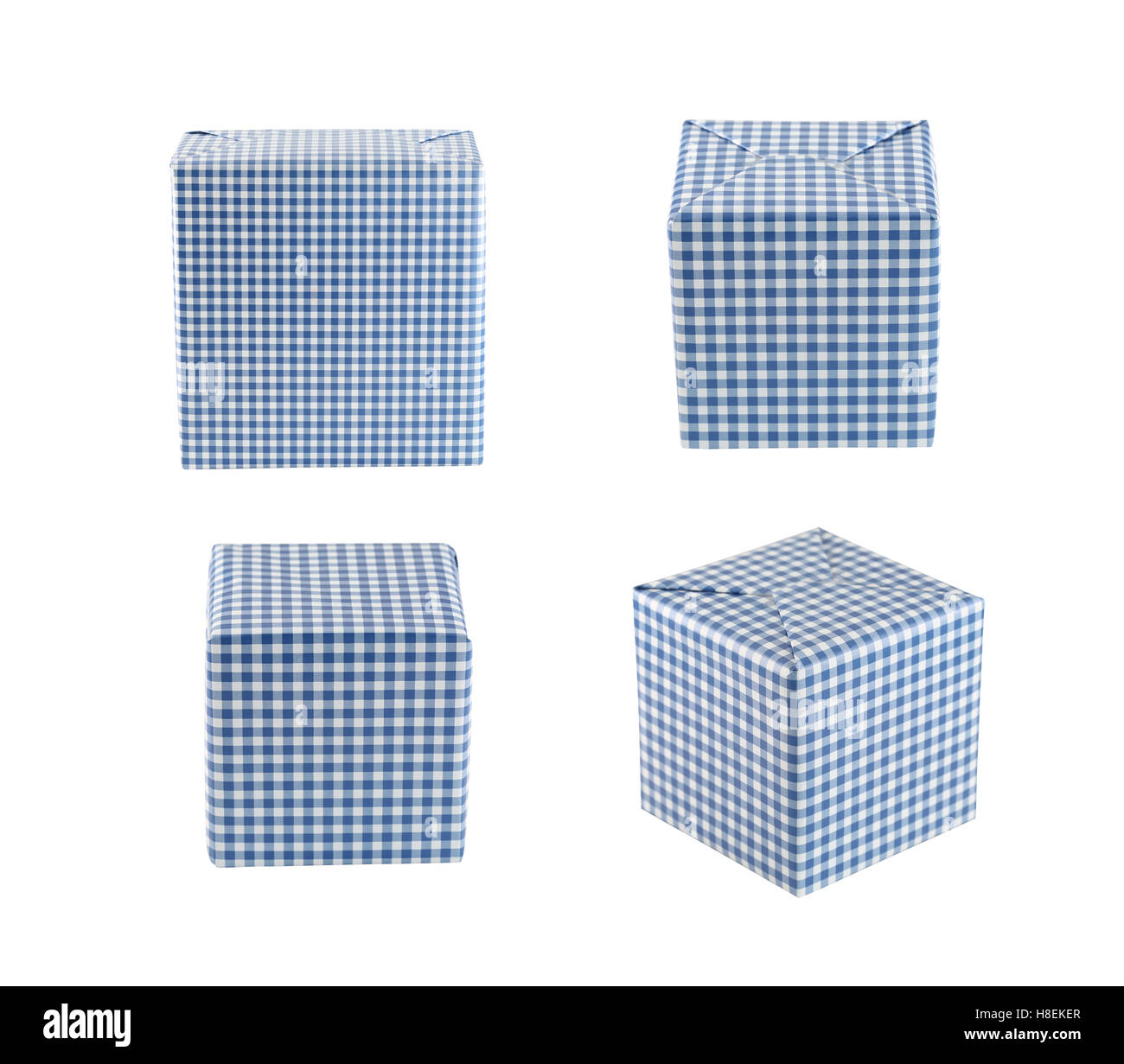 Blue gift box set isolated on white background and have clipping paths ...