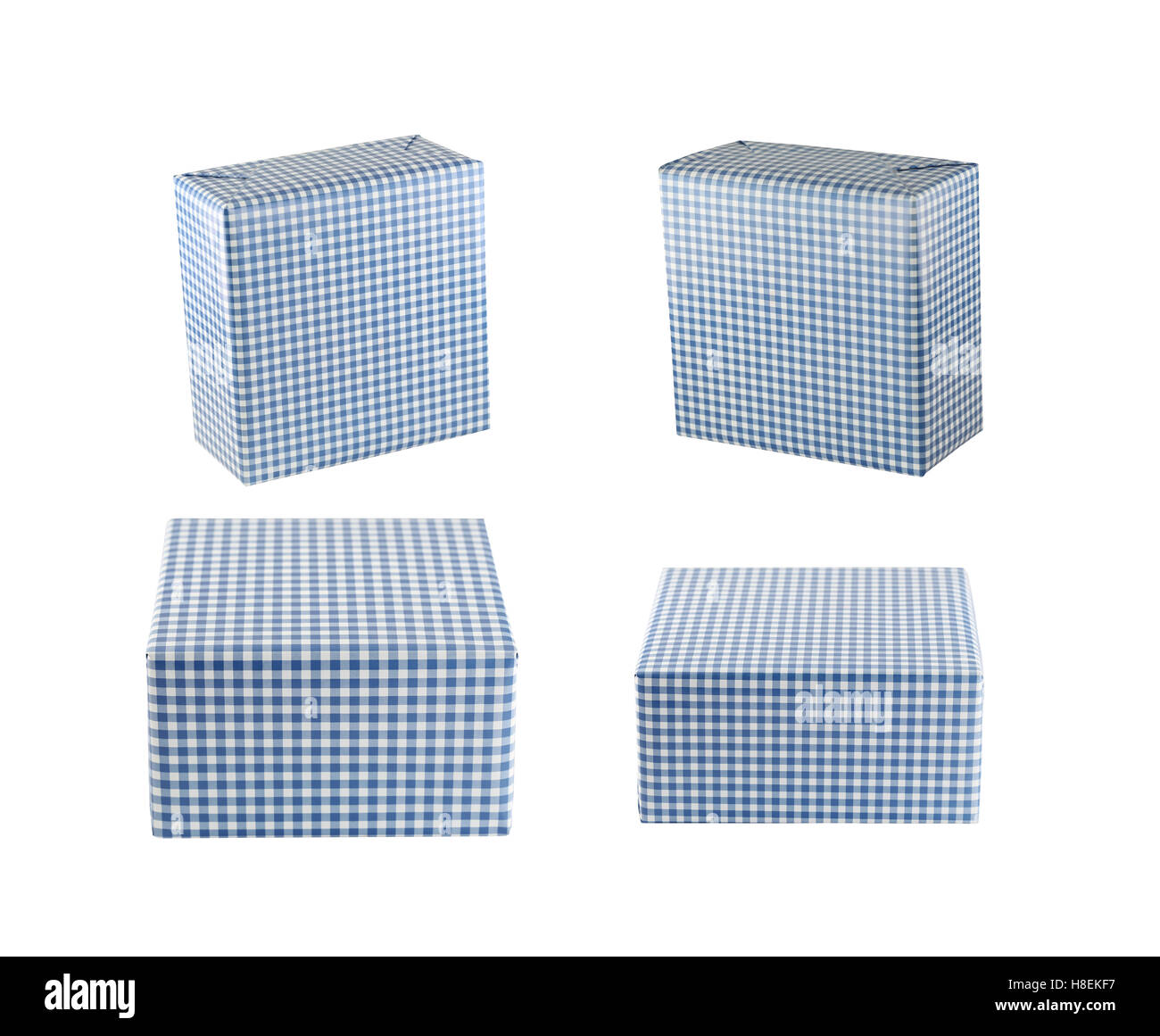 Blue gift box set isolated on white background and have clipping paths ...