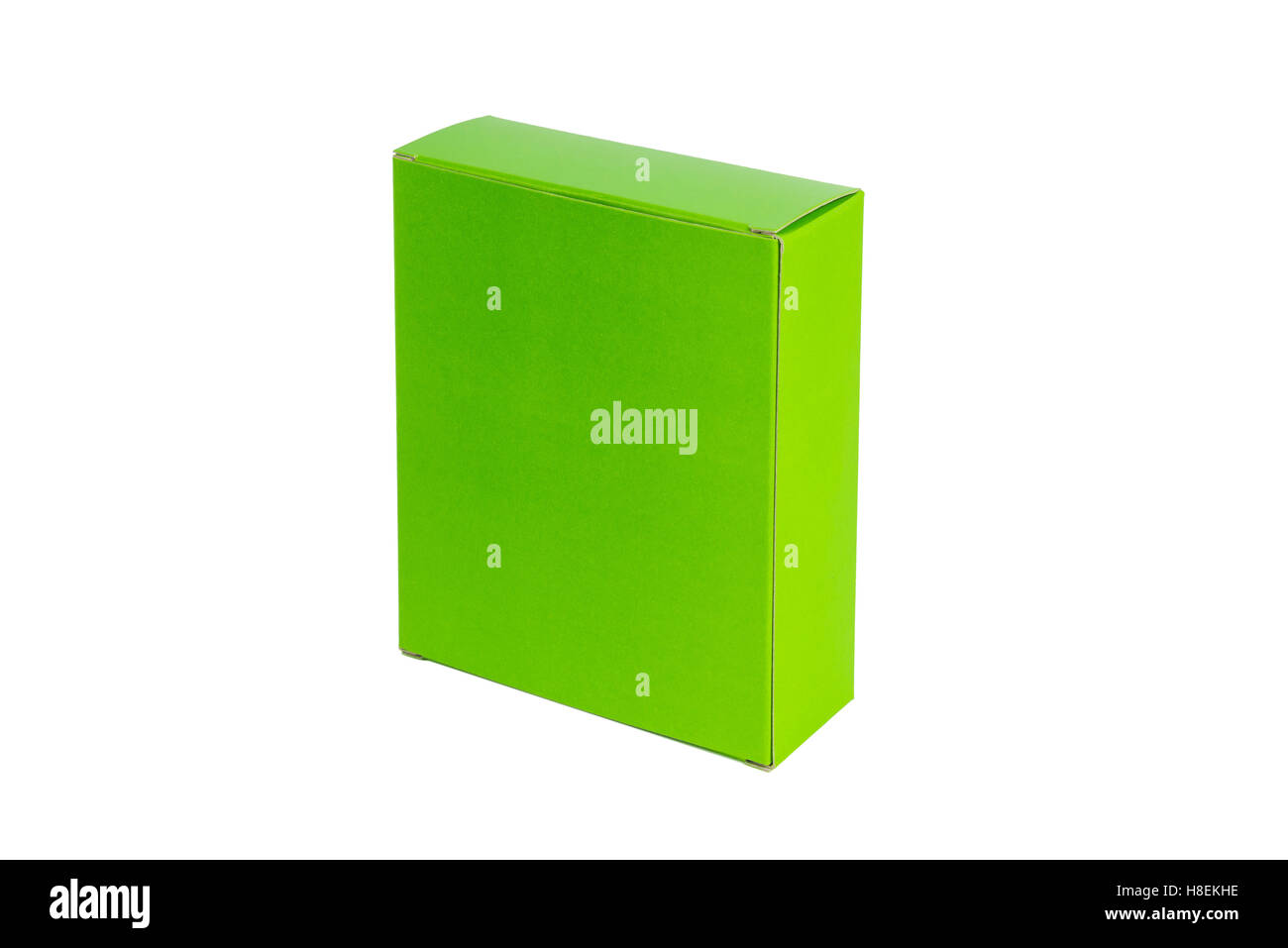 Closed green Box or green paper package box isolated on White ...