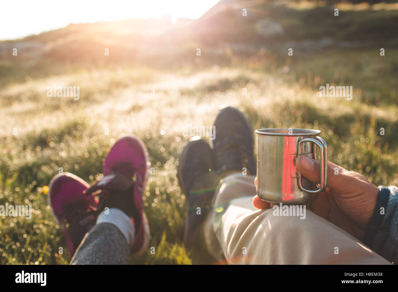Couple drinking tea in forest hi-res stock photography and images - Alamy