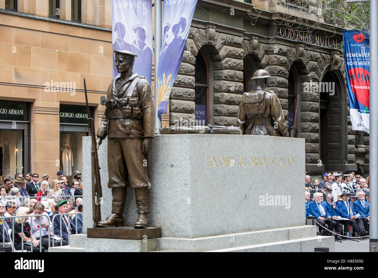 Cenotaph in Martin Place Sydney Australia during 2016 Remembrance Day ...