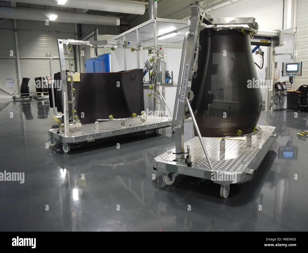 Aircraft spare parts made of carbon in Safran factory of Le Havre ...