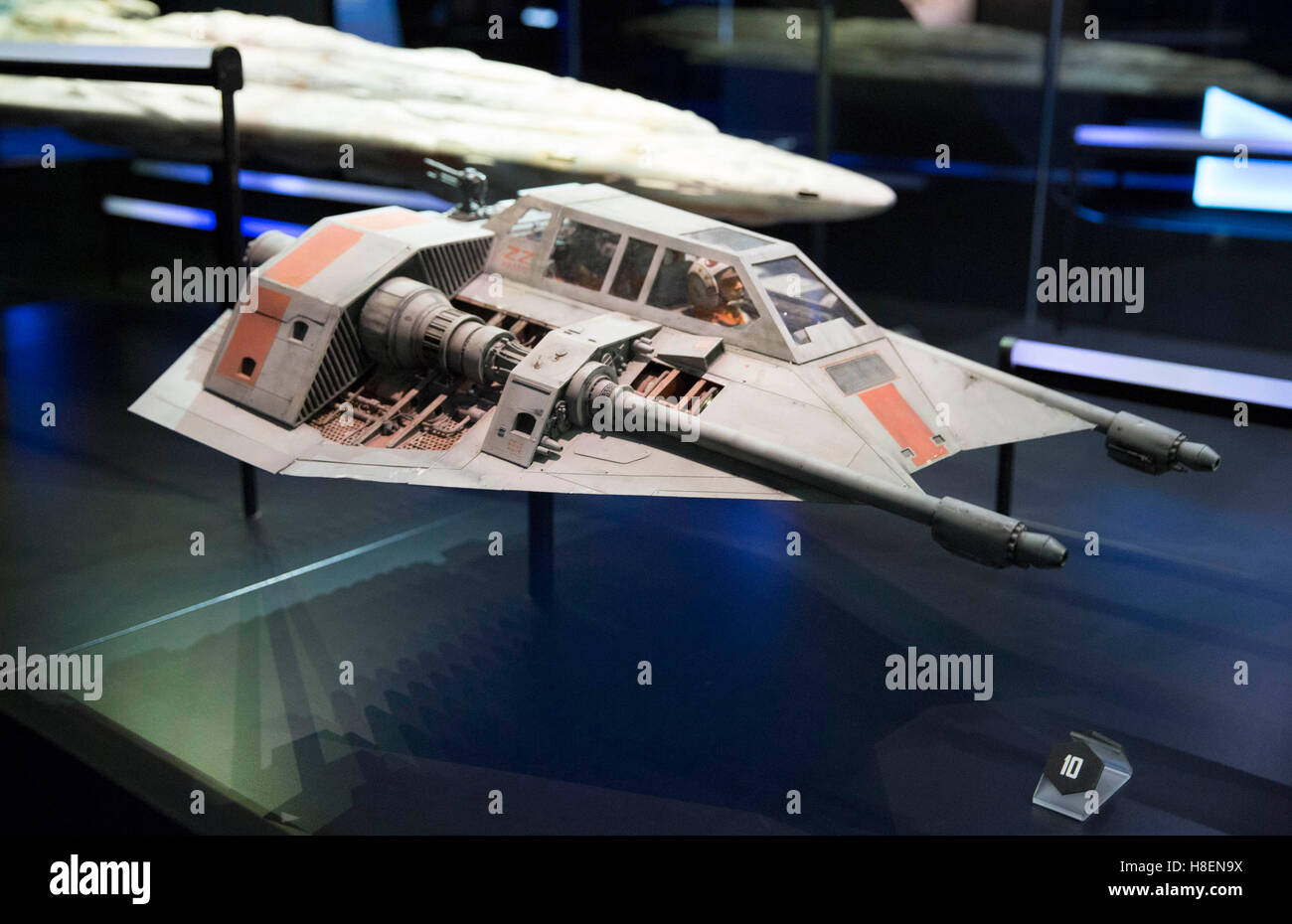 EDITORIAL USE ONLY A Snowspeeder goes on display at The STAR WARS ...