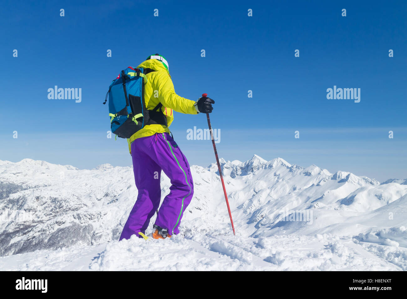 Freeride skier on the top of the mountain Stock Photo - Alamy